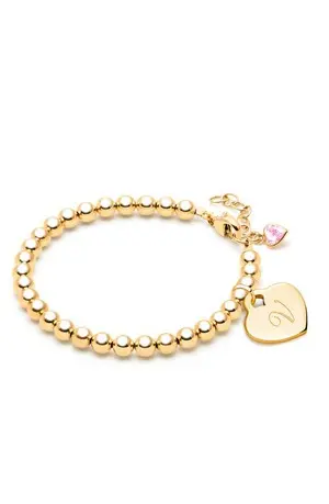 TINY BLESSINGS 14k Gold Beaded Bracelet With Engraved Initial - 14k Gold - V