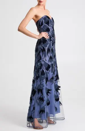 HELSI Sasha Velvet Trim Strapless Gown