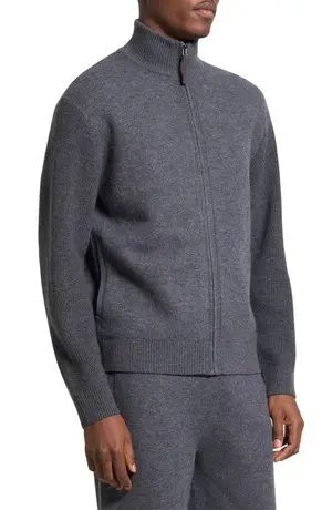 Theory Boiled Merino Wool Zip Cardigan