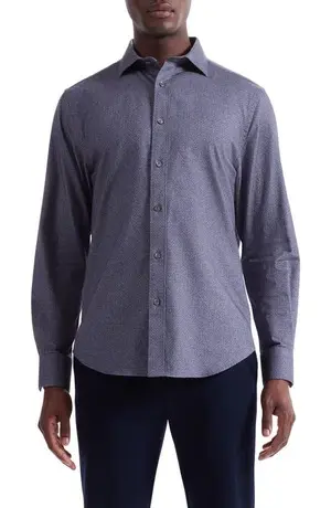 Bugatchi Axel Shaped Fit Brushed Mélange Button-up Shirt - Amethyst