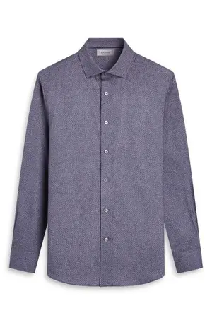 Bugatchi Axel Shaped Fit Brushed Mélange Button-up Shirt - Amethyst