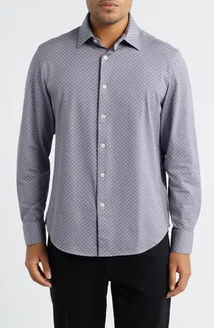 Bugatchi James Ooohcotton® Mosaic Print Twill Button-up Shirt