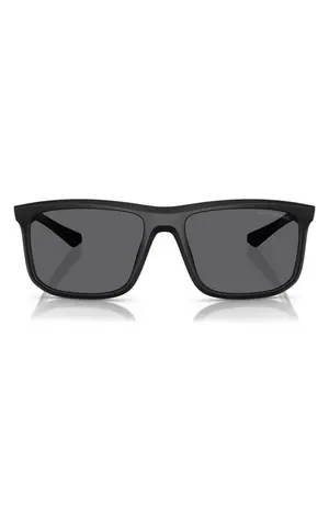Emporio Armani 57mm Polarized Square Sunglasses - Matte Black/grey Polar