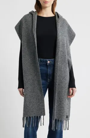 Rag & Bone Amy Hooded Scarf - Charcoal