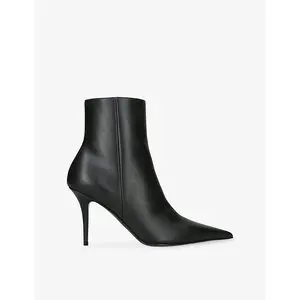 Amina Muaddi Barbara 90 Leather Ankle Boots - Black