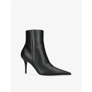 Amina Muaddi Barbara 90 Leather Ankle Boots - Black