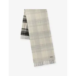 Mulberry Heritage Check Reversible Wool Scarf - Eggshell-black