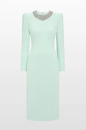 Jenny Packham Cora Long-sleeve Midi Dress - Lagoon