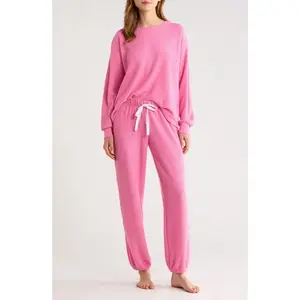 PJ Salvage Fireside Sparkle Waffle Knit Pajamas - Think Pink