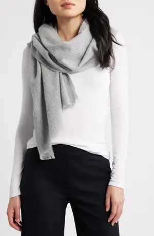 Eileen Fisher Wool Blend Shimmer Wrap - Moon