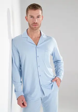 HOM Rafael Long Pajama Set - Light Blue