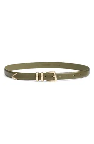 Nordstrom Sutton Croc-embossed Belt - Sphagnum Green