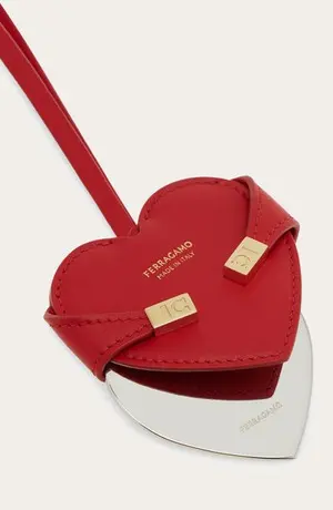 FERRAGAMO Charm Cuore Mirror Bag Charm - Flame Red