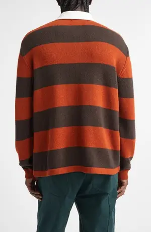 BODE Pine Stripe Wool Rugby Sweater - Brown Multi