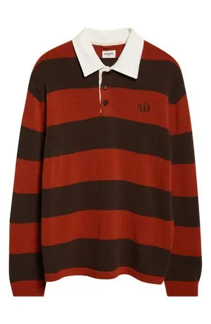 BODE Pine Stripe Wool Rugby Sweater - Brown Multi