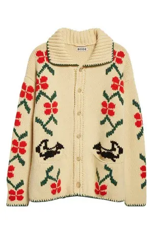 BODE Pirate Ship Virgin Wool Cardigan - Ivory