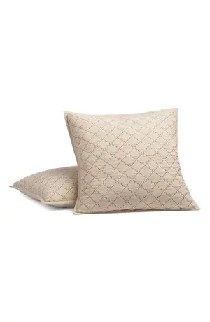 CRANE HOME Diamond Stitch Set Of 2 Euro Shams - Beige