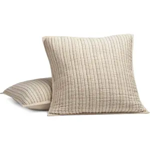 CRANE HOME Coastal Stitch Set Of 2 Euro Pillow Shams - Beige
