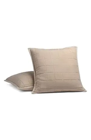 CRANE HOME Set Of 2 Quilted Euro Pillow Shams - Gray
