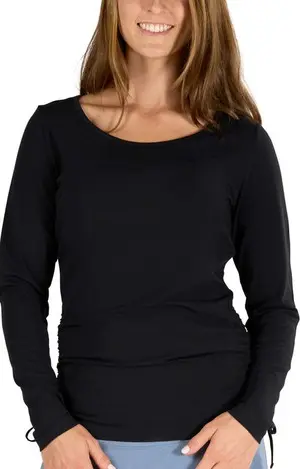 UV SKINZ Long Sleeve Ruched Tee - Black