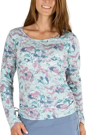 UV SKINZ Long Sleeve Ruched Tee - Dusk Flora