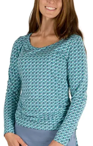 UV SKINZ Long Sleeve Ruched Tee - Mirage Dew Dot