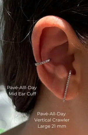 SEED2STONE Diamond Pavé Vertical Ear Crawler - Silver