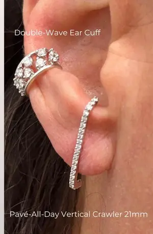 SEED2STONE Diamond Pavé Vertical Ear Crawler - Silver