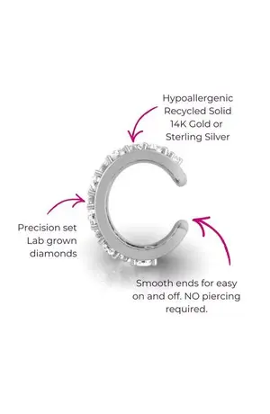 SEED2STONE Double-wave Diamond Ear Cuff - Silver