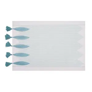 C&F HOME Tassel And Stripes Fish Placemats Machine Washable Set Of 6