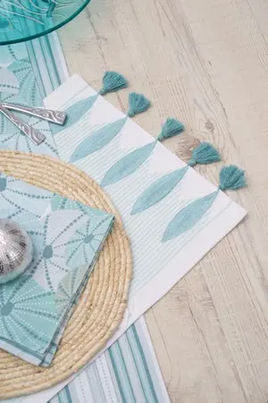 C&F HOME Tassel And Stripes Fish Placemats Machine Washable Set Of 6