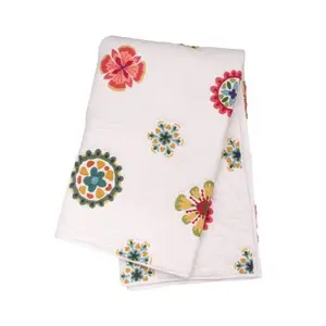 CAROL & FRANK Fallon Botanical Cotton Blend Accent Throw Blanket 50" X 60 - Red