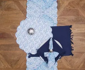 C&F HOME Chinoiserie Coast 100% Cotton Graphic Print Quilt Table Runner 14" X 51