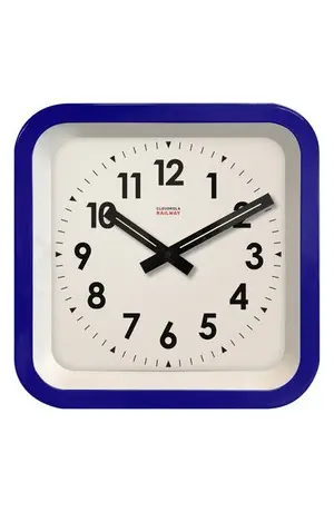 CLOUDNOLA Big Railway Indoor/outdoor Square Clock - Blue
