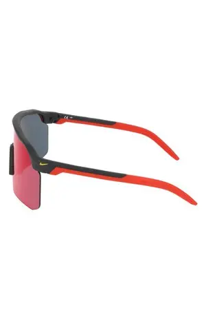 Nike Expedition 61mm Shield Sunglasses - Matte Dark Smoke Grey/red