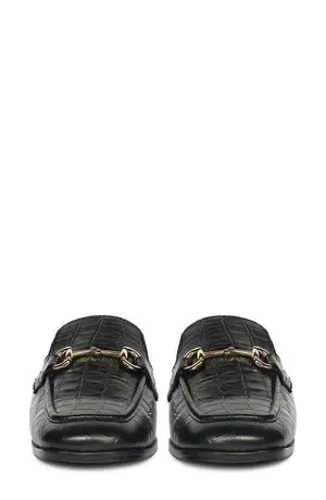 SAINT G Savannah Croc Embossed Mule - Black
