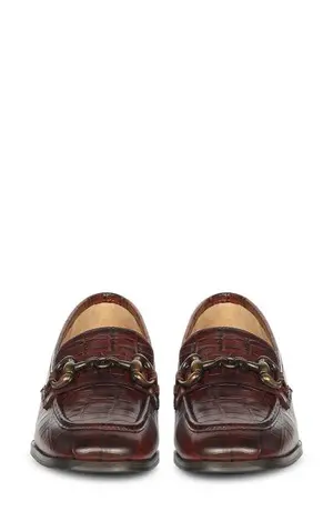SAINT G Jacqueline Croc Embossed Loafer - Chocolate