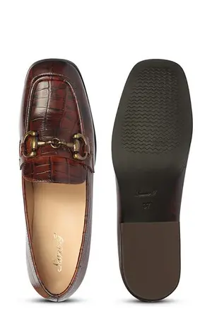 SAINT G Jacqueline Croc Embossed Loafer - Chocolate