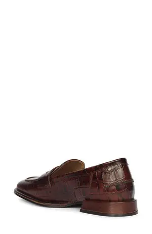 SAINT G Carla Croc Embossed Loafer - Chocolate