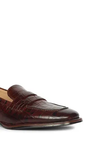SAINT G Carla Croc Embossed Loafer - Chocolate