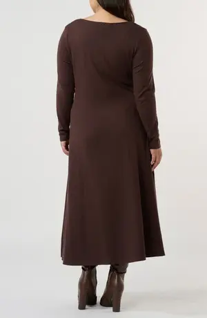 ESTELLE Equinox Long Sleeve A-line Dress - Cocoa