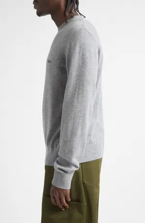 Givenchy Logo Embroidered Wool & Cashmere Crewneck Sweater - Light Grey Melange