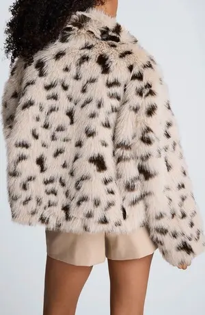 KENNETH COLE Oversized Faux Fur Crop Jacket