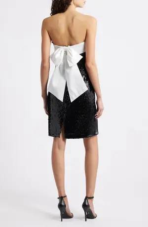 Eliza J Bow Back Sequin Strapless Dress