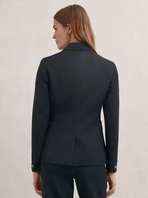 REISS Gigi Petite Wool-blend Double-breasted Blazer - Navy