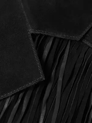 Rixo Darragh Fringed Double-breasted Suede Jacket - Black