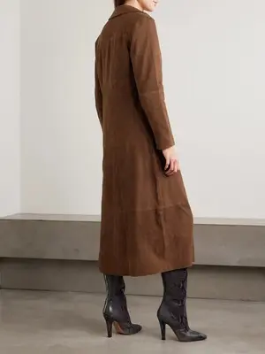 Rixo Astraea Paneled Suede Overcoat - Brown