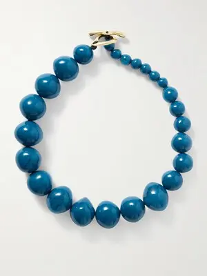 Dinosaur Designs Boulder Beaded Resin Necklace - Blue
