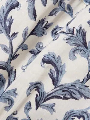 Posse Rue Printed Linen And Silk-blend Mini Dress - Blue