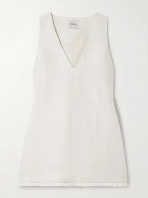 Posse Effi Crocheted Lace-trimmed Linen Mini Dress